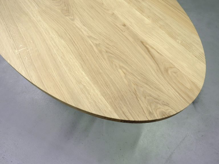 Table ovale pied central Mikado / métal et bois massif Français