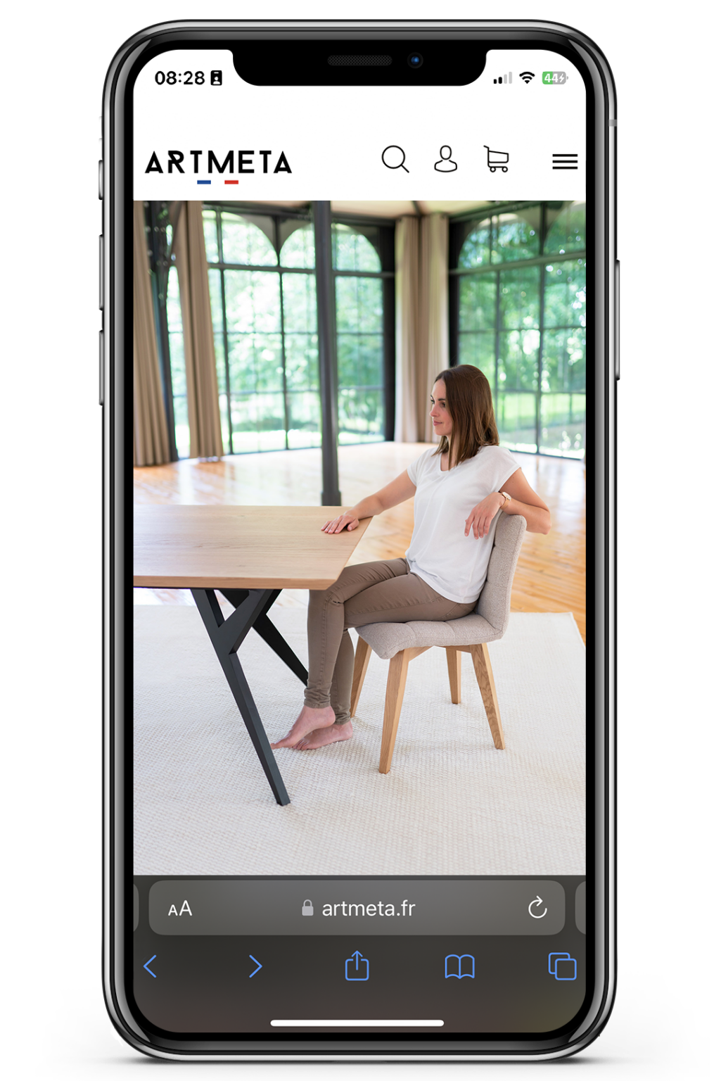 Chaise Braga - Bois laqué noir et tissu