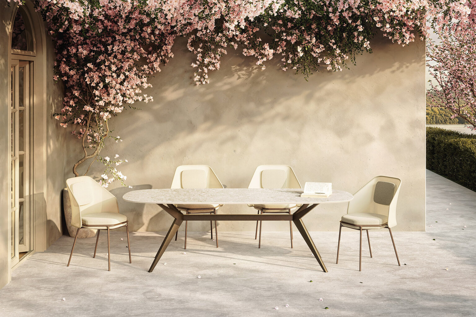 Table céramique Dekton pieds en métal / intérieur et extérieur